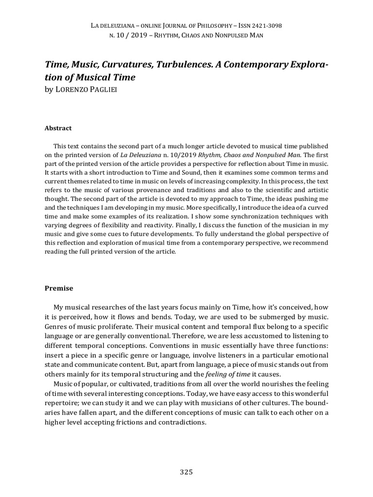 Pagliei - Time Music Curvatures | PDF | Tempo | Rhythm