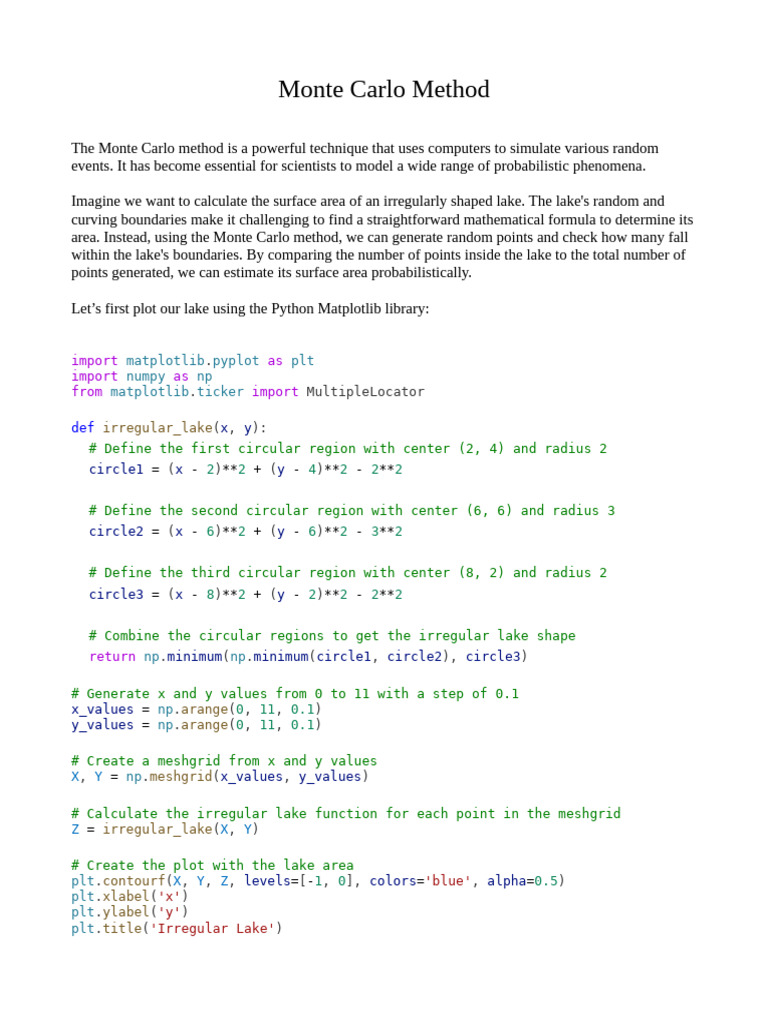The Monte Carlo Method | PDF | Monte Carlo Method | Applied Mathematics