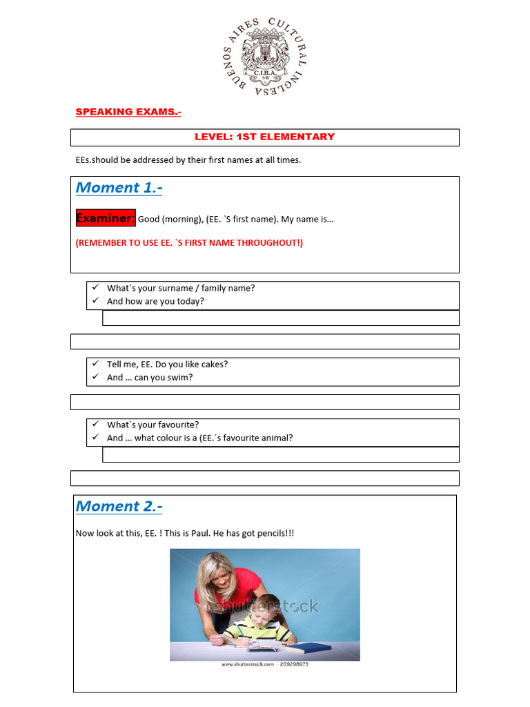 Speaking Card 1st ELEMENTARY | PDF