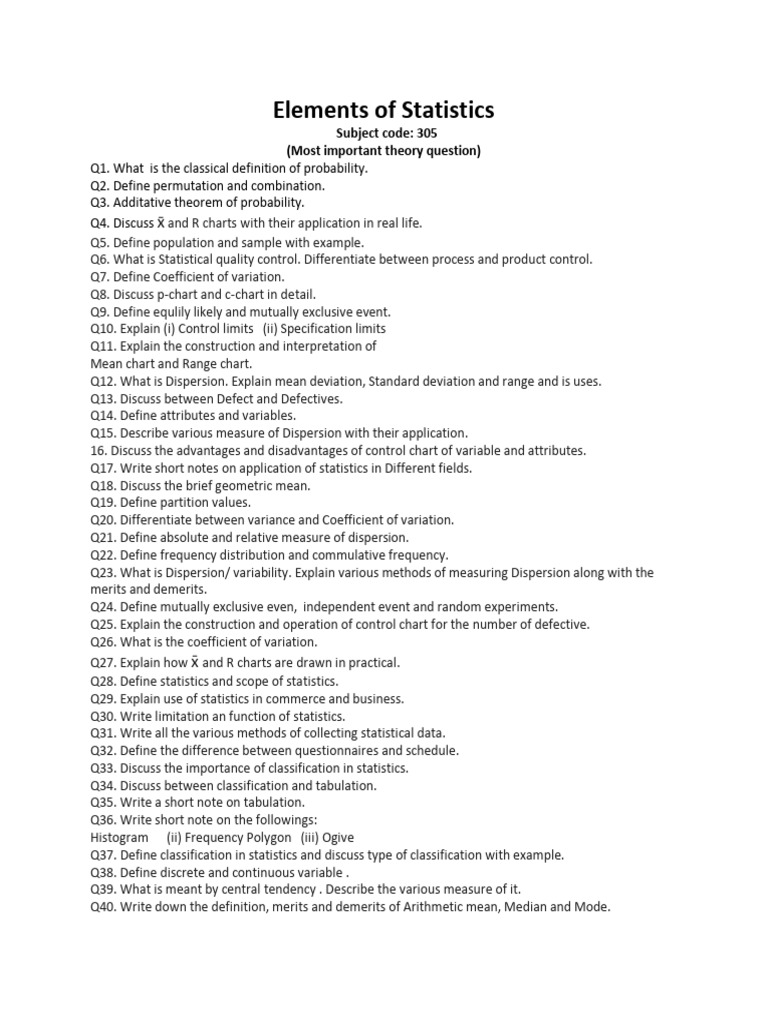 Elements of Statistics | PDF | Statistics | Mean