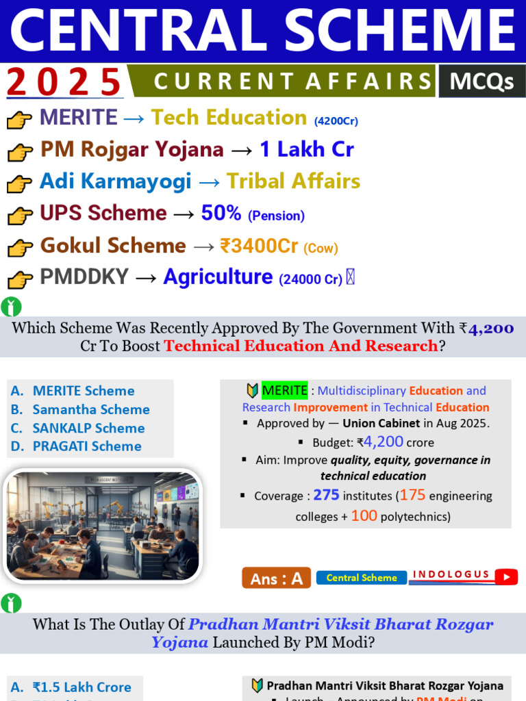 Current Affairs MCQs on Central Schemes | PDF | Narendra Modi ...