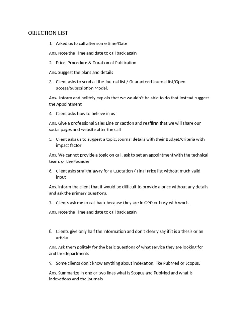 Objection List For Ai | PDF