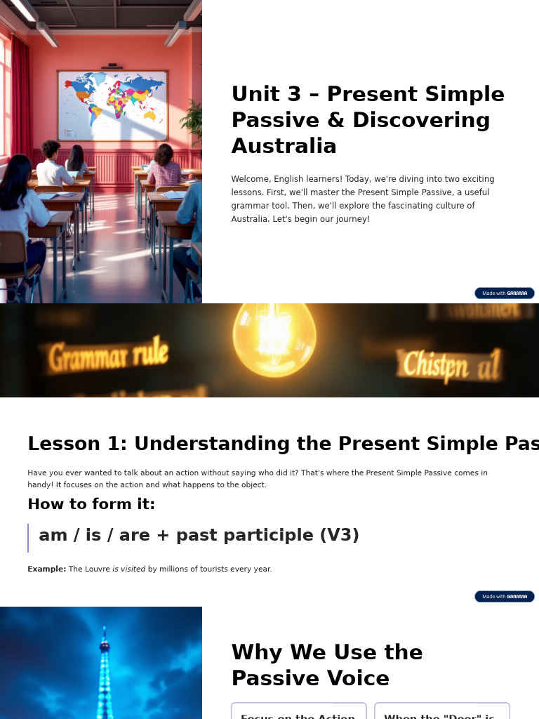 Unit-3-Present-Simple-Passive-and-Discovering-Australia | PDF | Linguistic Typology | Languages