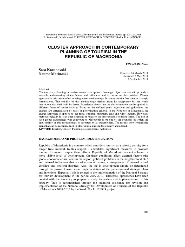 Cluster Approach in Contemporary Planning | PDF | Tourism | Market ...
