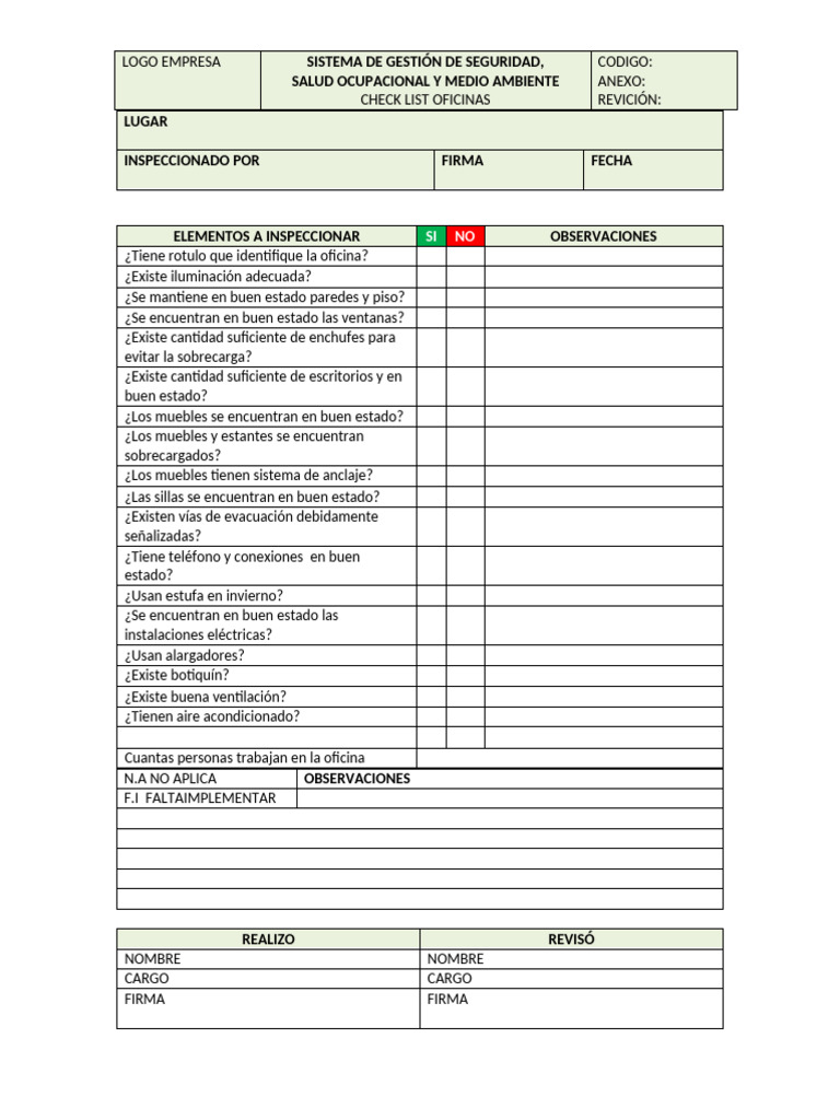 Checklist de Seguridad en Oficinas | PDF