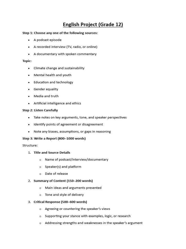 English Project Grade 12 | PDF