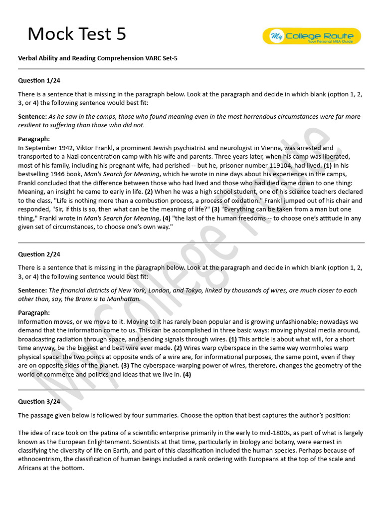 VARC Set 5 | PDF | Economics | Gravity