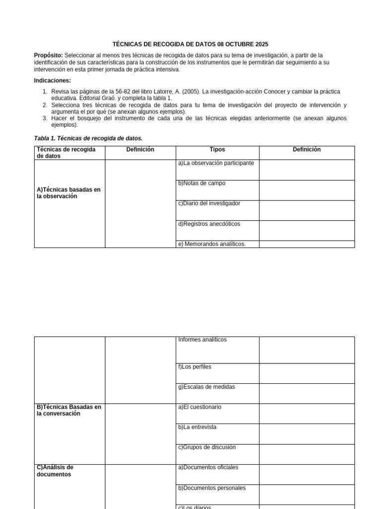 Tecnicas de Recogida de Datos | PDF
