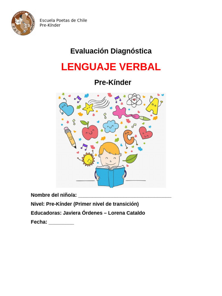 Poetas Prueba Diagnostica Prekínder L.V. | PDF