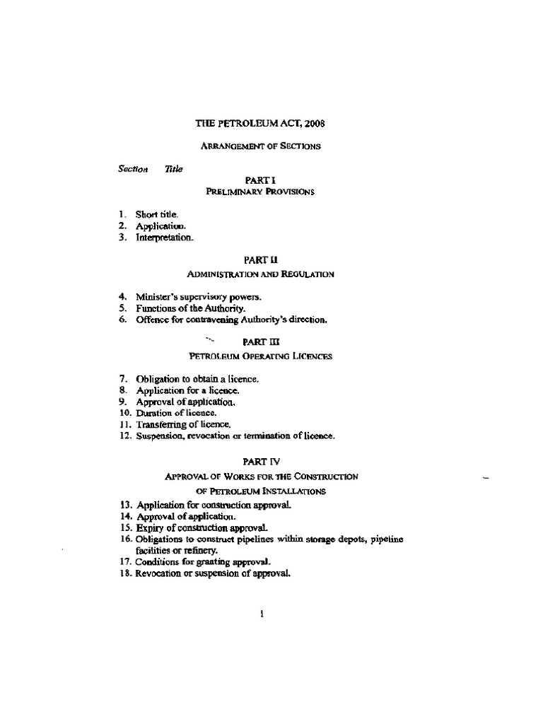The Petroleum Act, Act No 4 of 2008 | PDF | Oil | Diesel Fuel