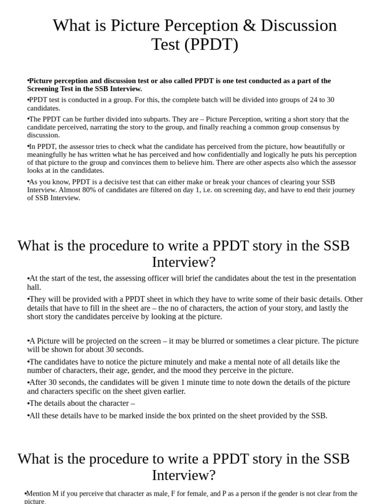 What Is Picture Perception & Discussion Test ( | PDF | Cognitive ...