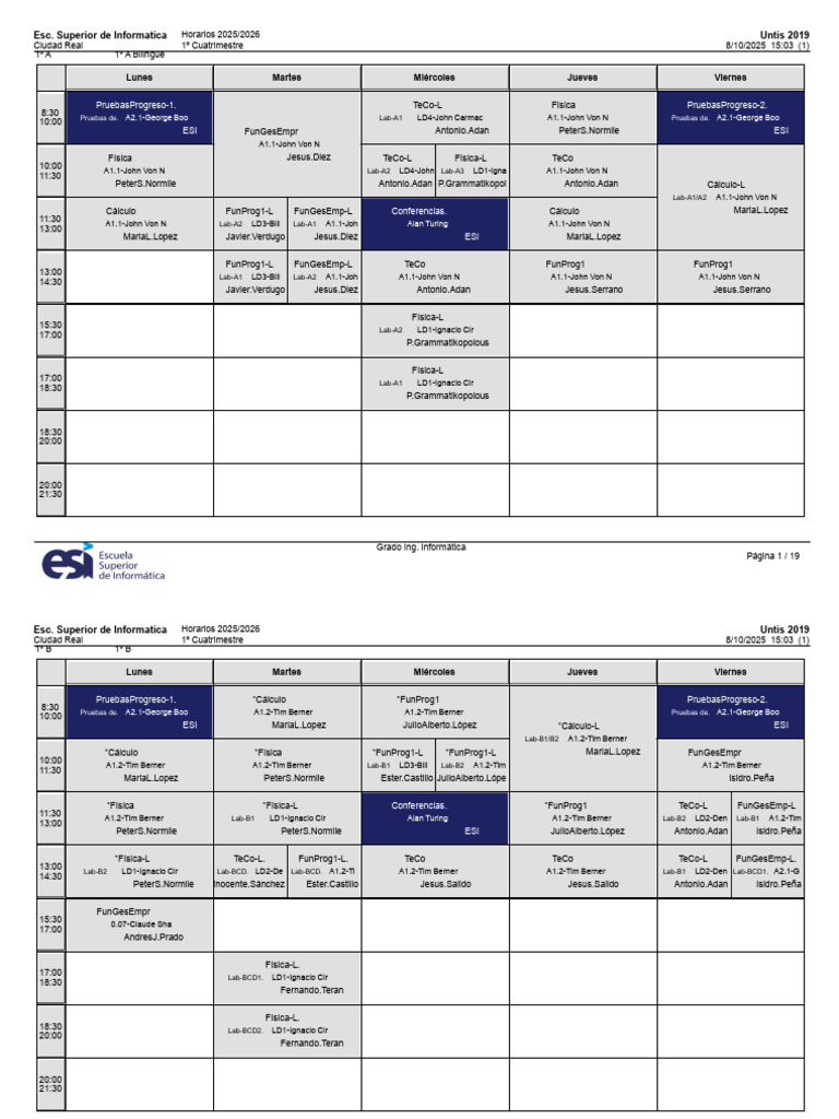 ESI2025-26-GRADO 1C Grupos v2.4 | PDF