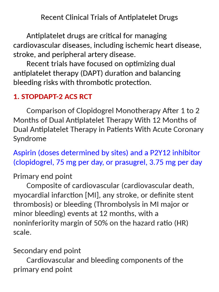 Clinical Trials of Antiplatelet Drugs | PDF | Aspirin | Stroke