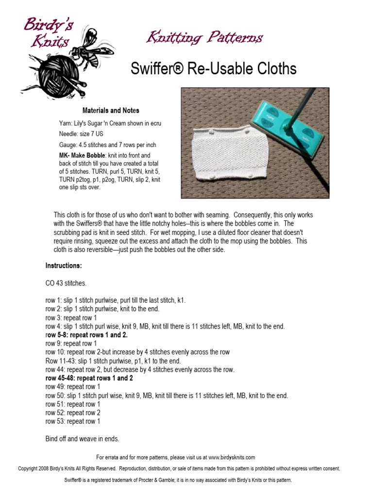 Swiffer Cloth | PDF | Knitting | Textile Industry