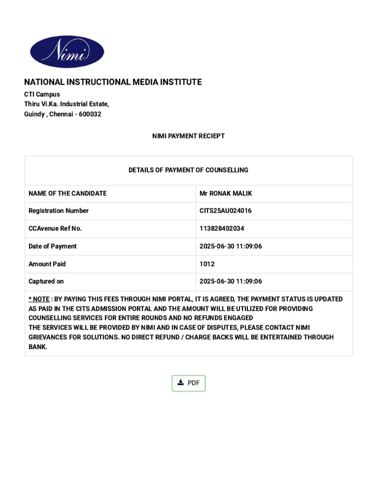 Fees Reciept | PDF