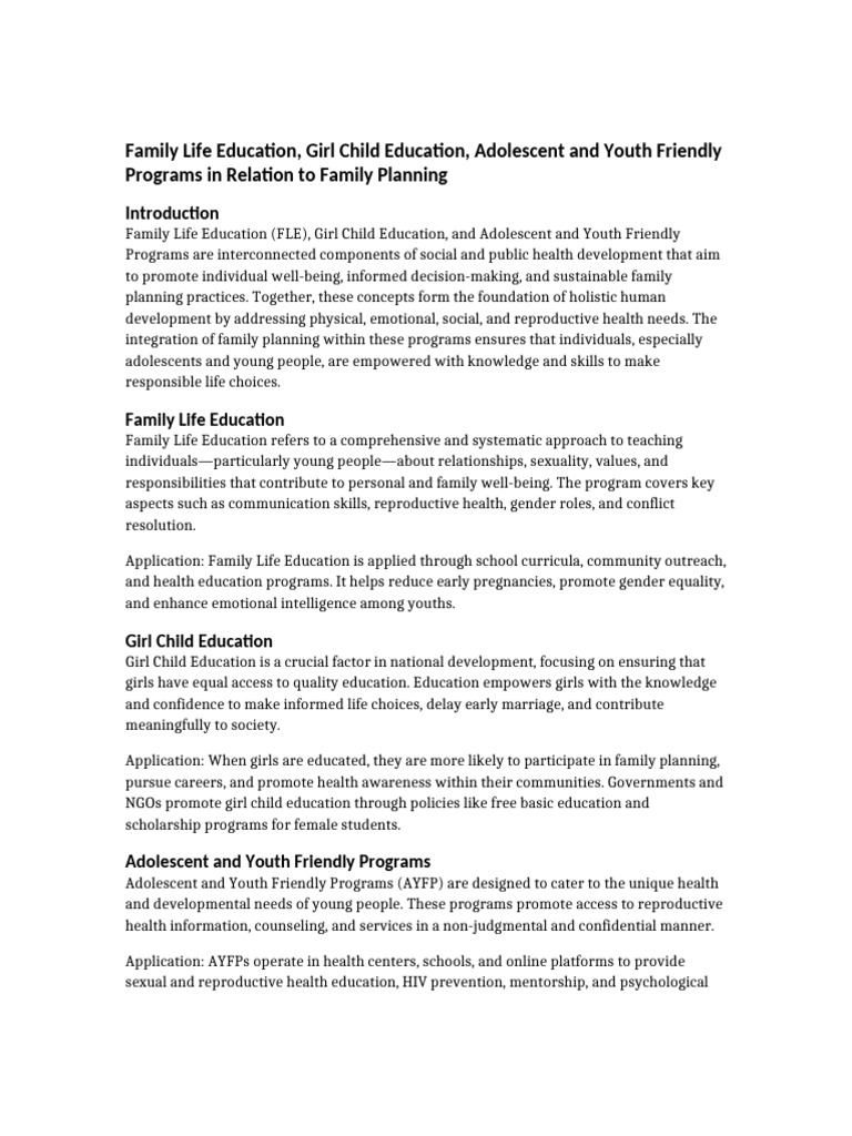 Family Life Education and Family Planning | PDF | Family Planning ...