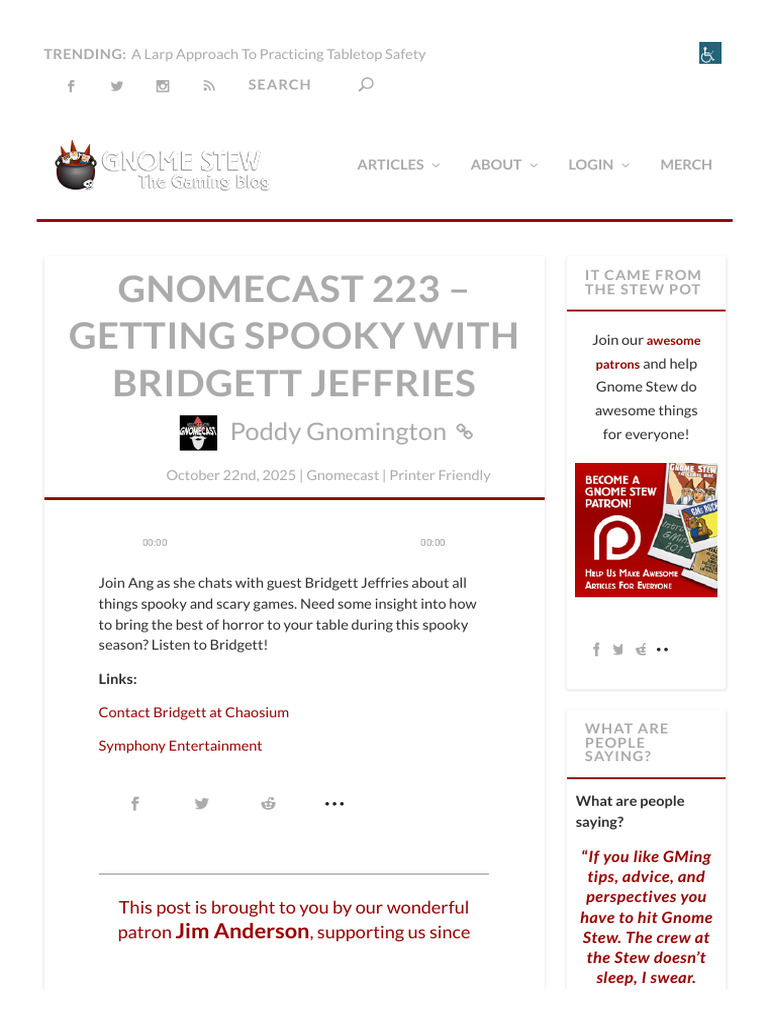 Gnomecast 223 - Getting Spooky With Bridgett Jeffries - Gnome Stew | PDF