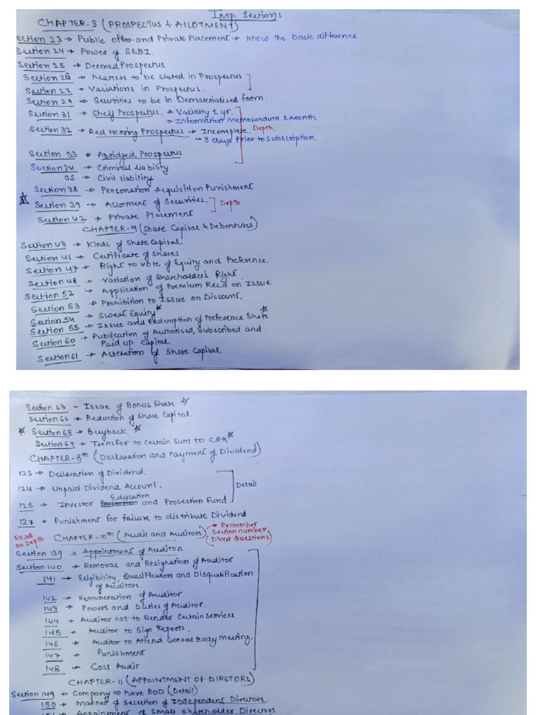 Company Law Sections | PDF