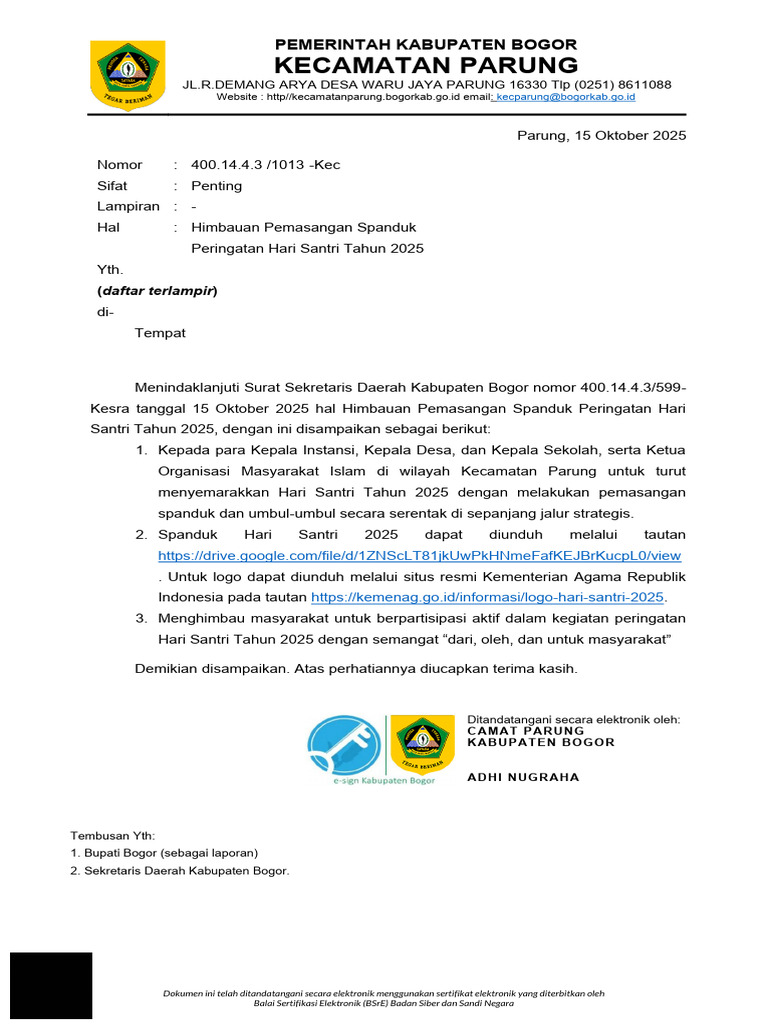Himbauan Spanduk Hari Santri 2025 | PDF