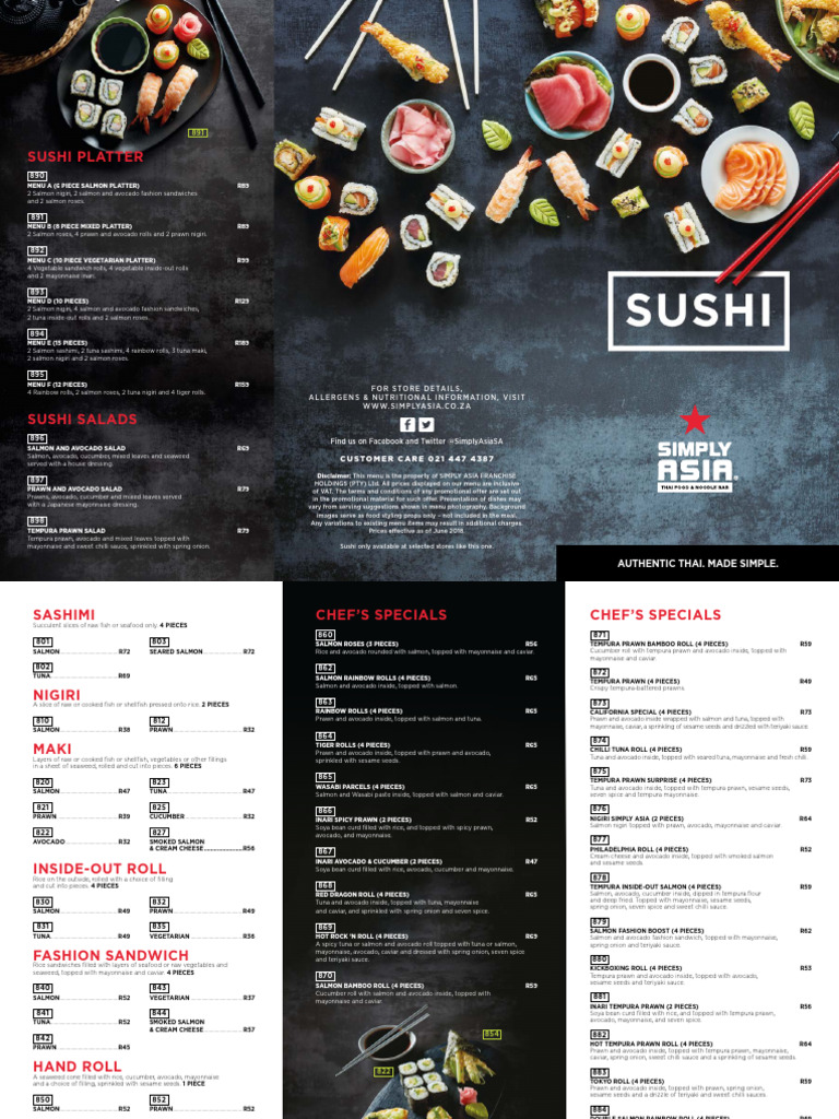 Simply Asia TakeAway Sushi Menu | PDF | Sushi | Japanese Cuisine