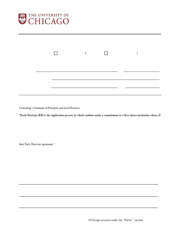 UChicago Early Decision Agreement Form | PDF