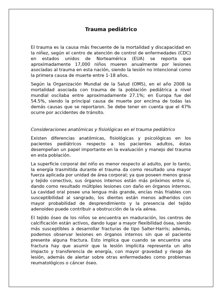 Trauma Pediátrico Resumen - de Anda Angel | PDF | Respiración ...