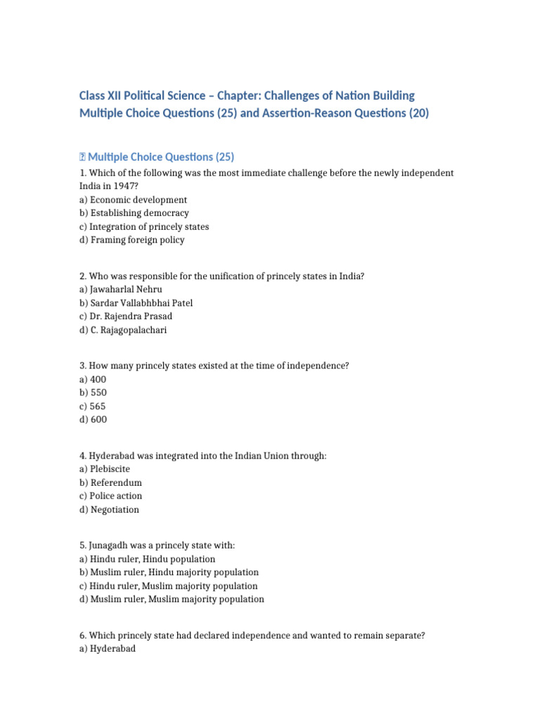 Nation Building Challenges in India | PDF | Partition Of India | Government
