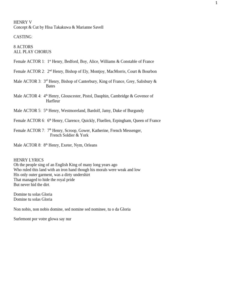 Henry V Full Script | PDF