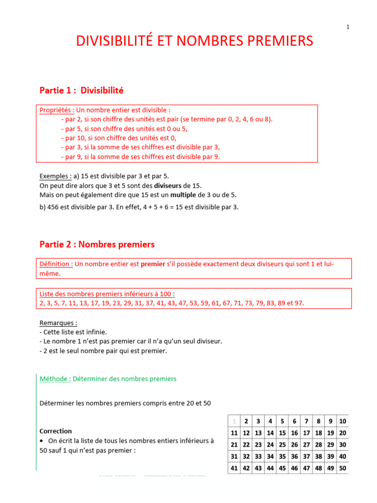 Divisibilité et Nombres Premiers expliqués | PDF | Nombre premier | Nombre