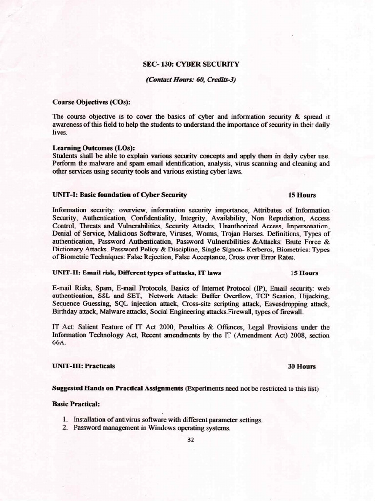Cyber Security Syllabus | PDF