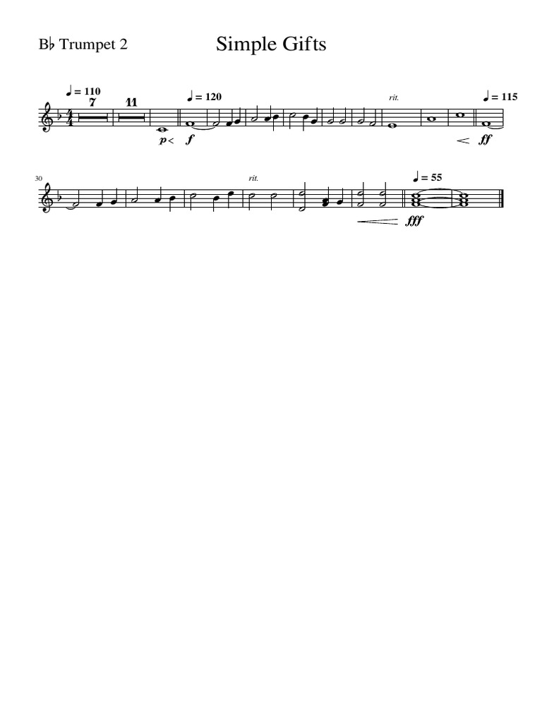SCV Simple Gifts Reimagined B Trumpet | PDF