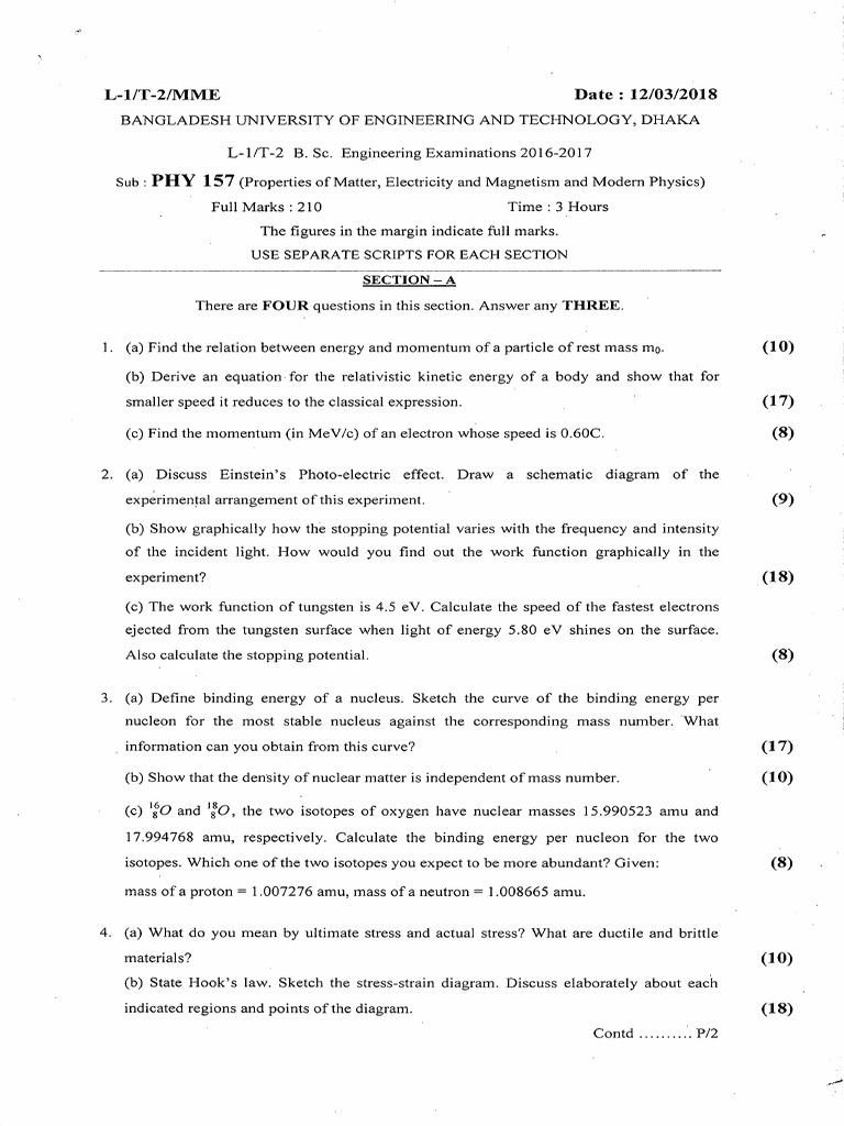 MME L-1,T-2 (2016-2017) | PDF | Electronvolt