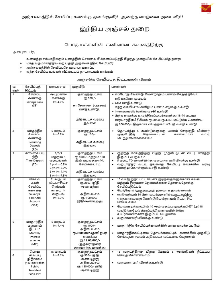 POSB Pamphlets in Tamil 2025 | PDF
