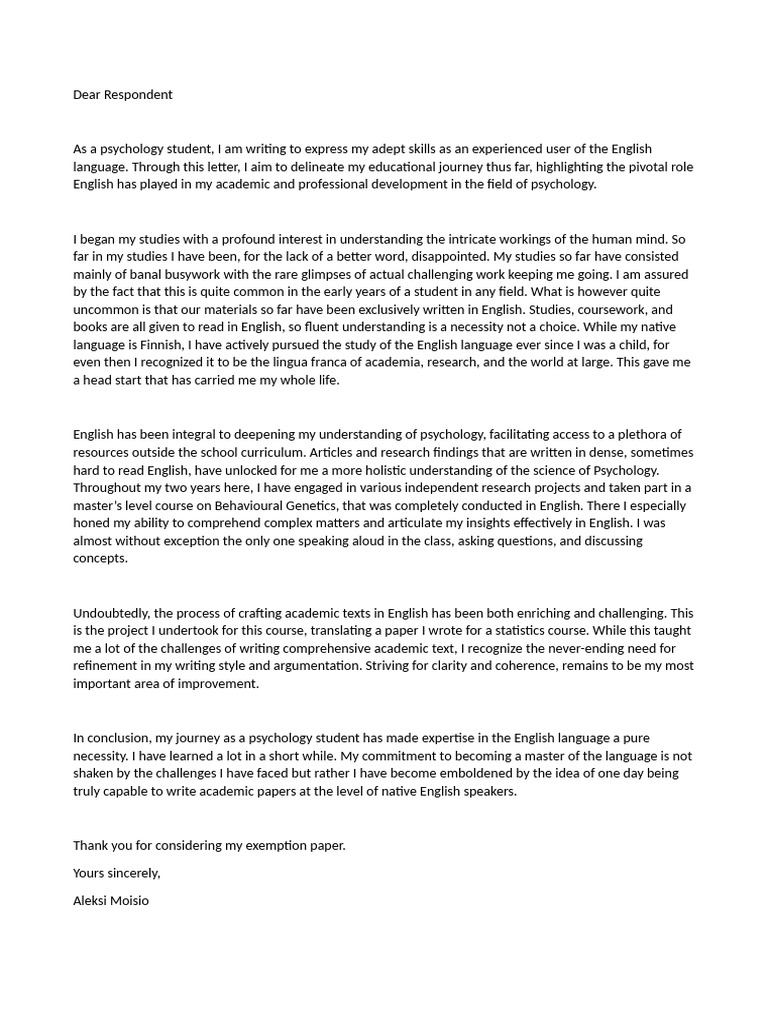 Dear Respondent | PDF | English Language | Psychology