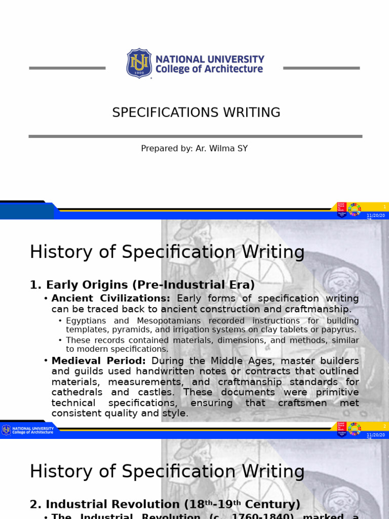 History and Elements of Specification Writing | PDF | Specification ...
