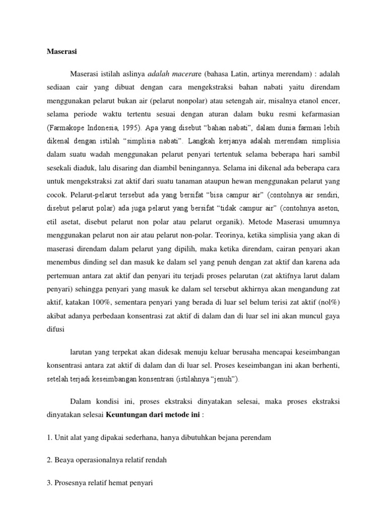 Metode Maserasi: Ekstraksi Simplisia Nabati | PDF