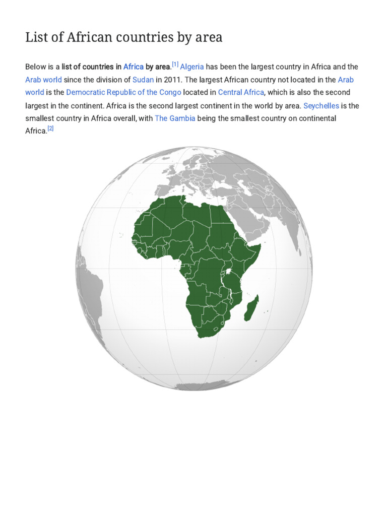 African Countries Ranked by Area | PDF | Africa | Arab World