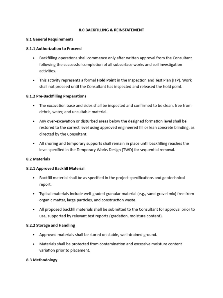 Backfilling and Reinstatement Guidelines | PDF | Civil Engineering