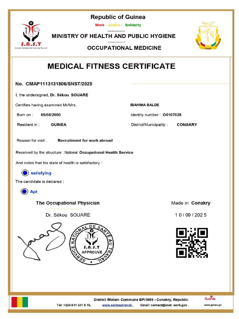 Certificat Aptitude Medicale | PDF