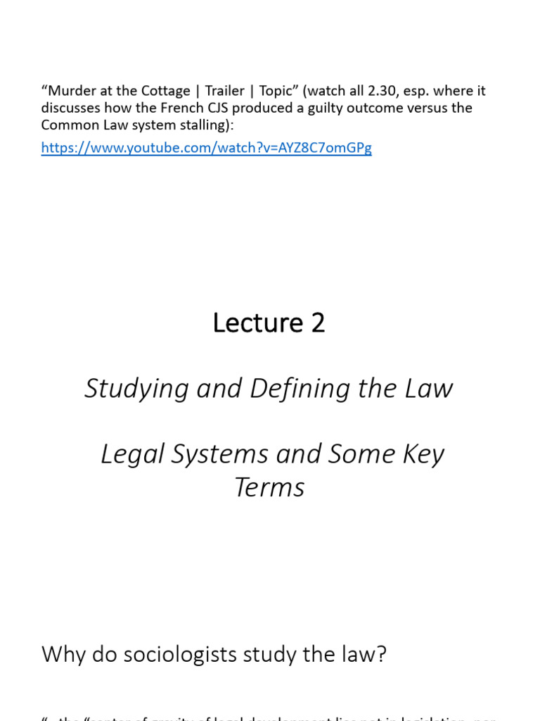 Lecture 2 Studying & Defining The Law & Legal Systems | PDF | Crimes ...
