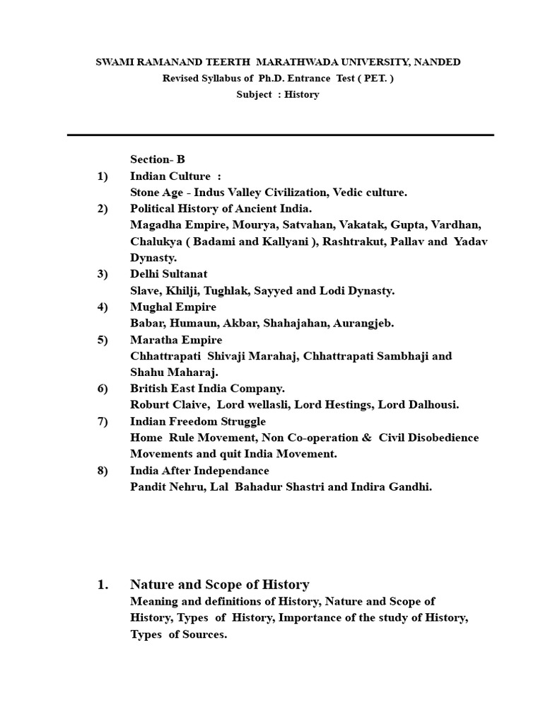 History PET Syllabus | PDF