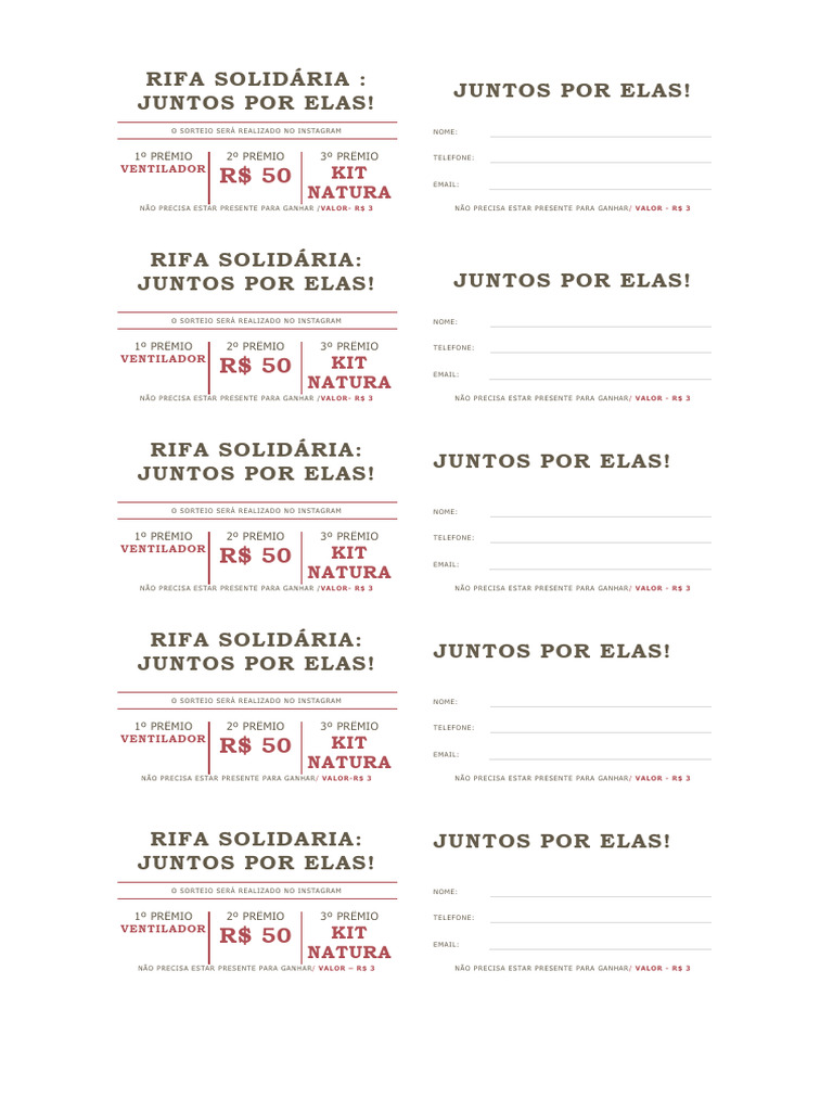 Rifa Solidária: Juntos por Elas! | PDF