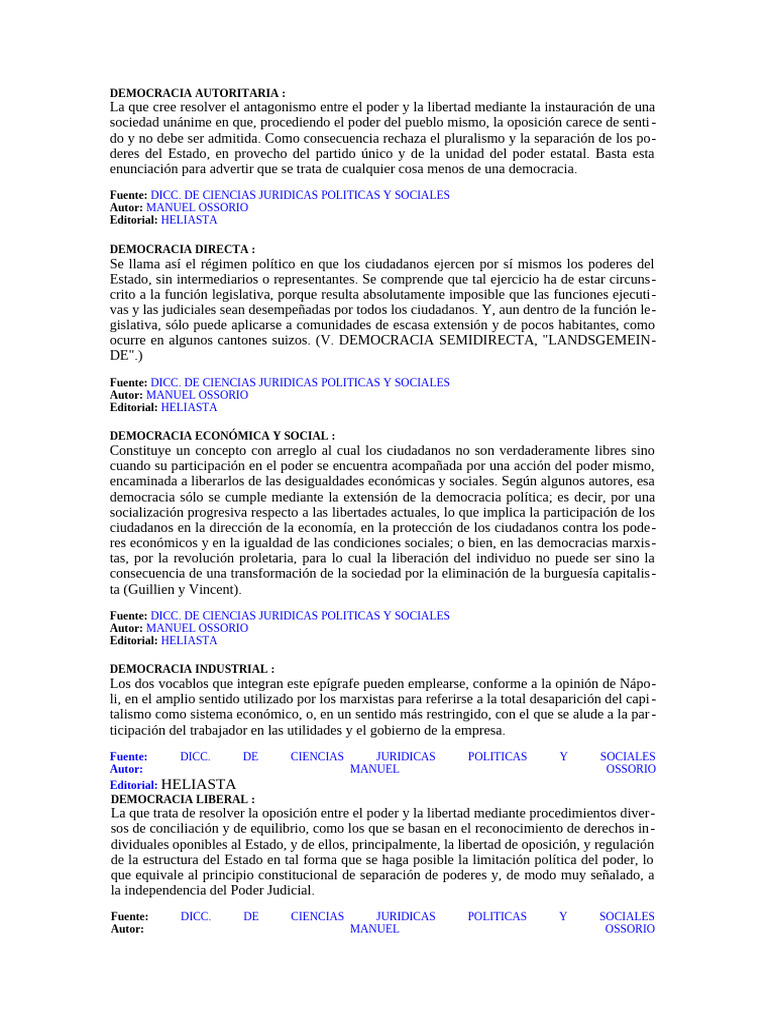 Tipos de Democracia y sus Características | PDF | Democracia ...