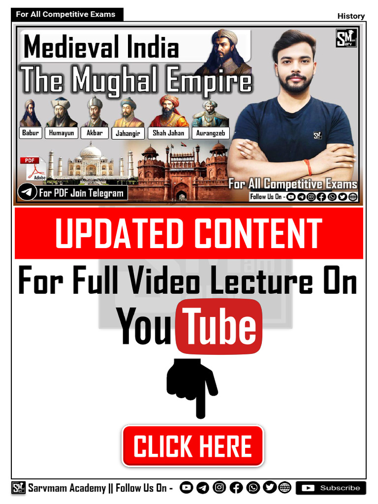 The Mughal Empire Medieval Indian History Sarvmam Academy | PDF