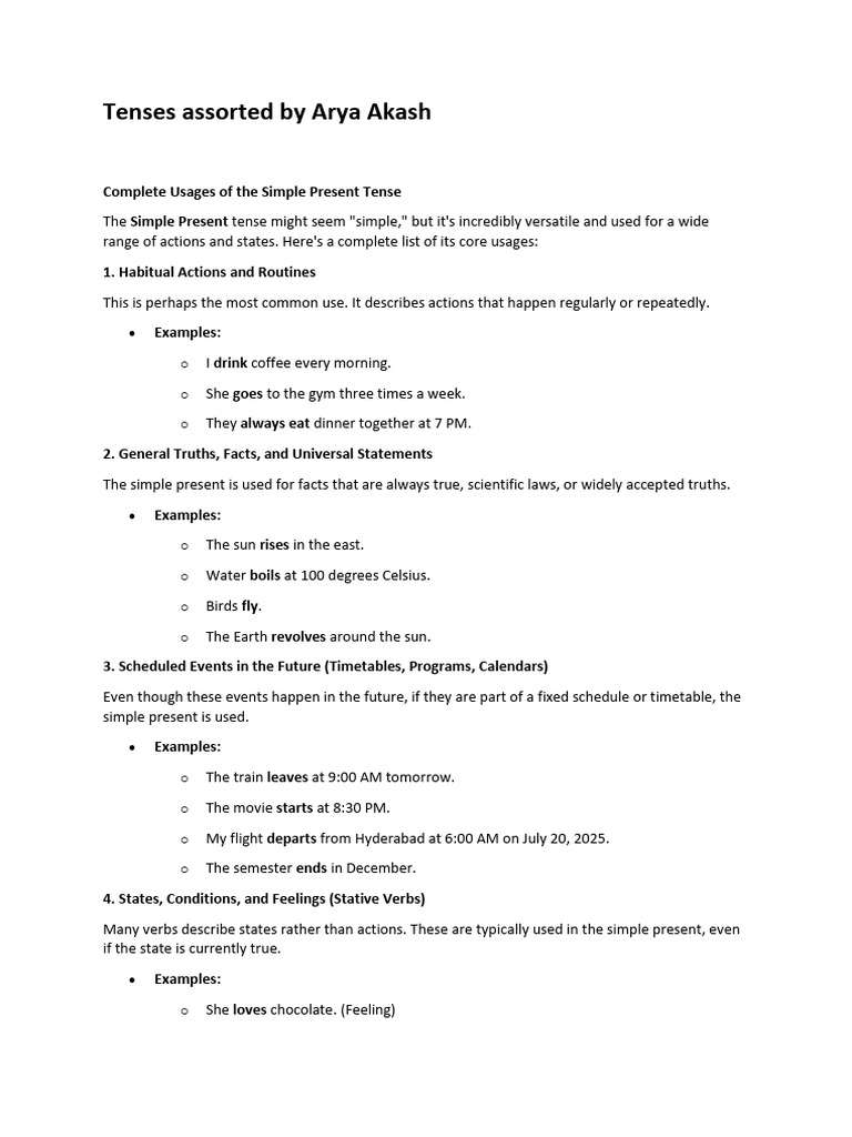 1 Tenses | PDF | Perfect (Grammar) | Grammatical Tense