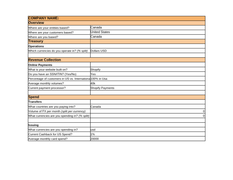 Airwallex Financial Questionnaire | PDF