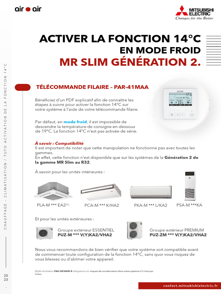 Activer la fonction 14°C MR Slim | PDF