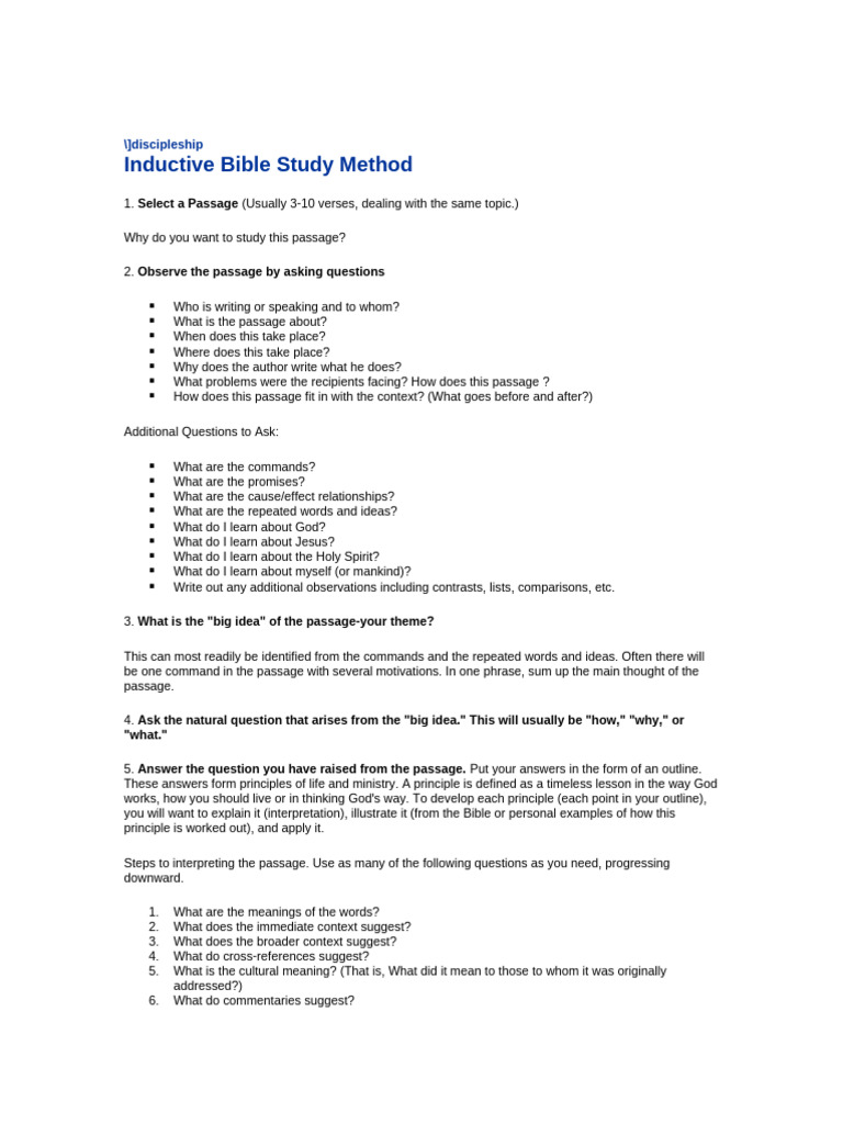 Inductive Bible Study Guide | PDF | God In Christianity | Bible