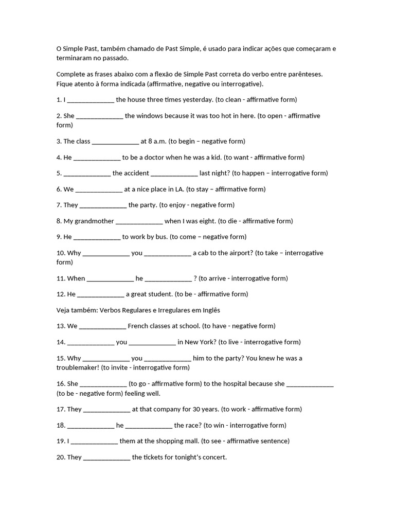 Exercicios de Inglês | PDF