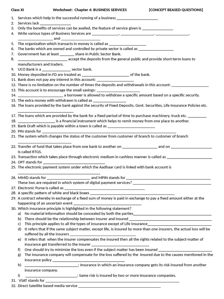 Worksheet 11 Ch 4 | PDF | Insurance | Banks